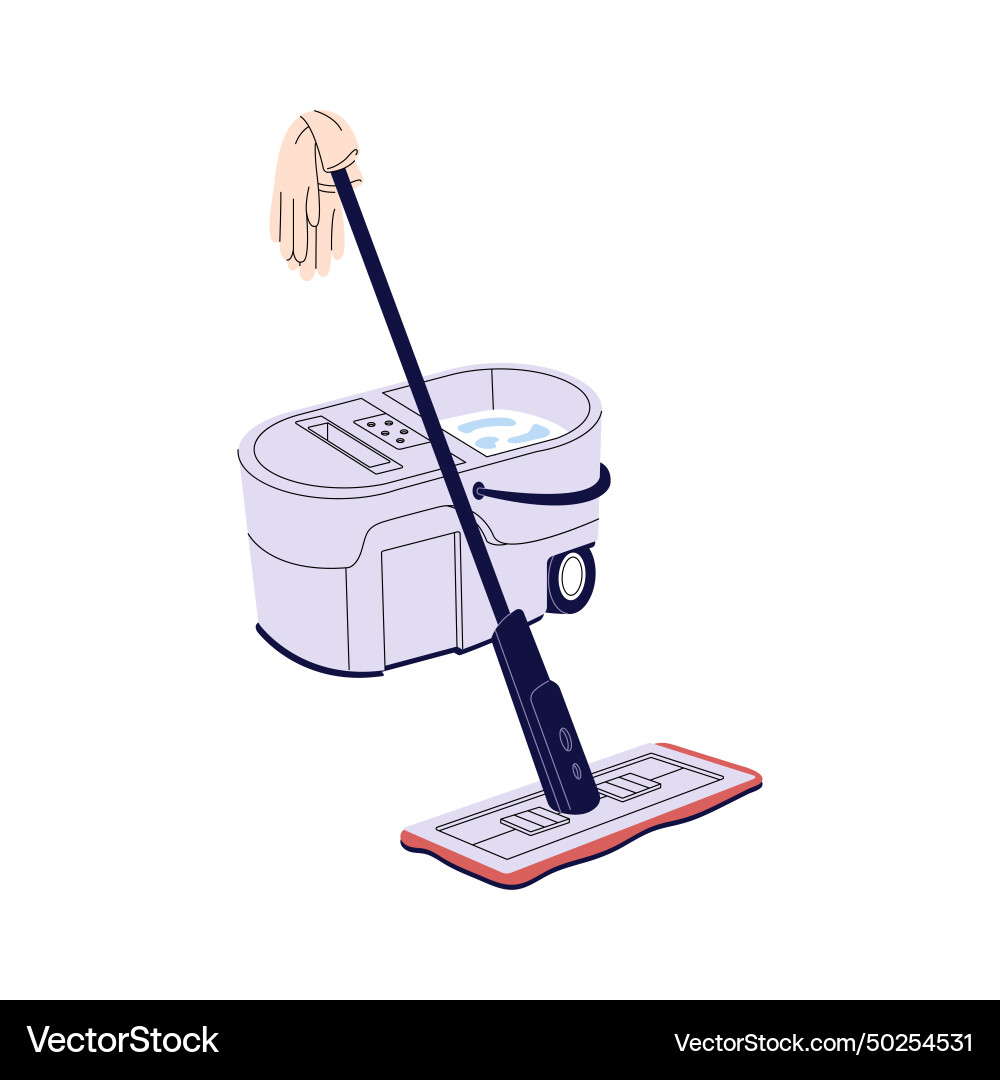 Mop for washing floor soapy water in plastic Vector Image