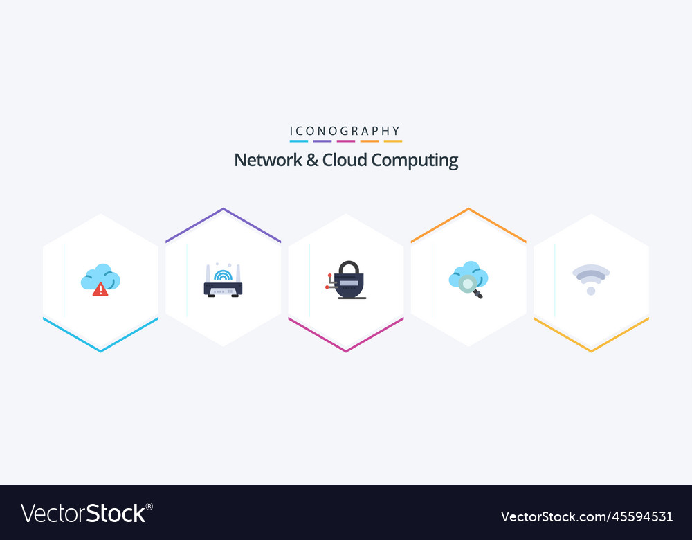 Network and cloud computing 25 flat icon pack Vector Image