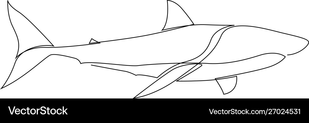 One line shark design silhouette logo Royalty Free Vector