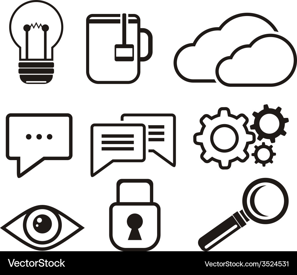 Set of black icons Royalty Free Vector Image - VectorStock