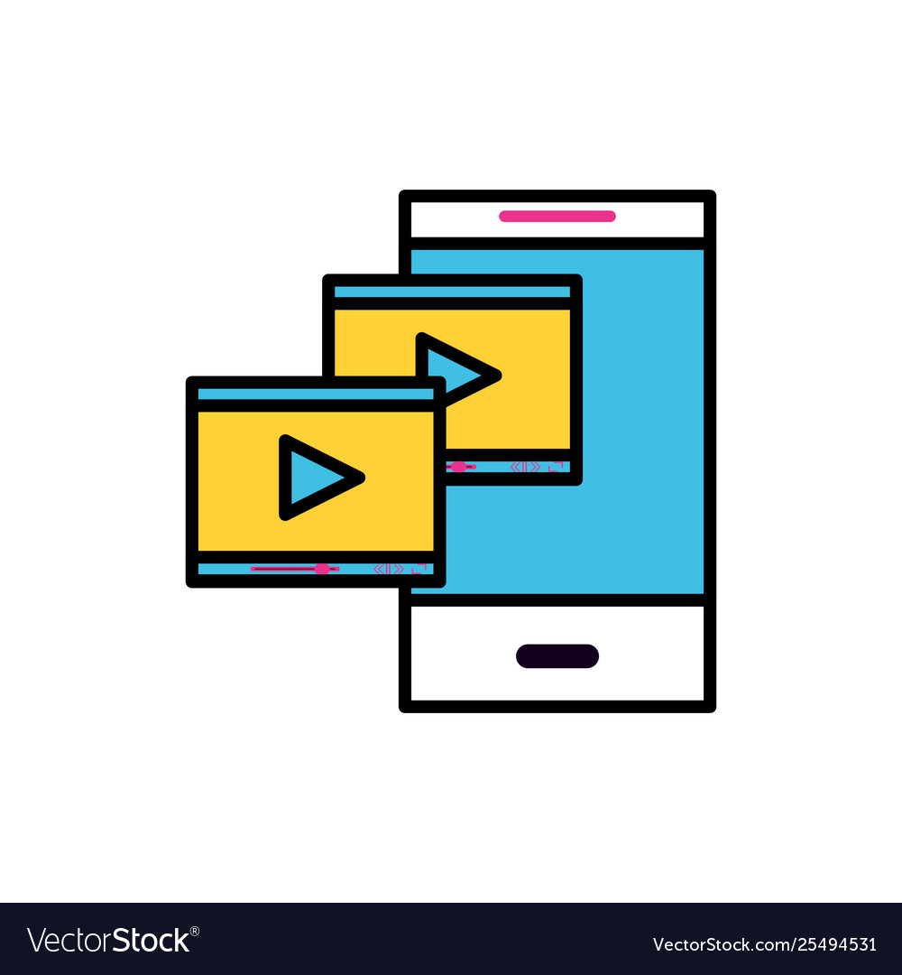 Smartphone with media player video app Royalty Free Vector