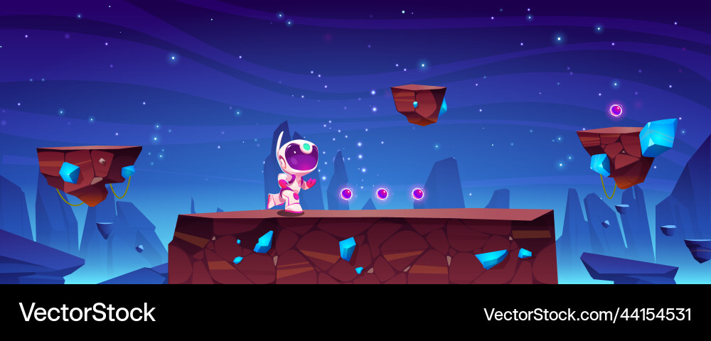 Space game astronaut on alien planet landscape Vector Image