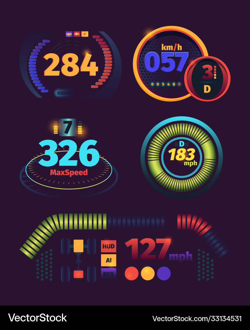 Speedometer futuristic automobile racing speed Vector Image