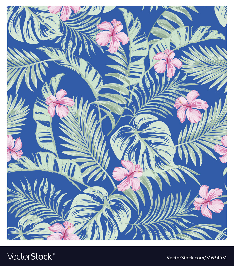 Tropical seamless pattern with palm leaves Vector Image
