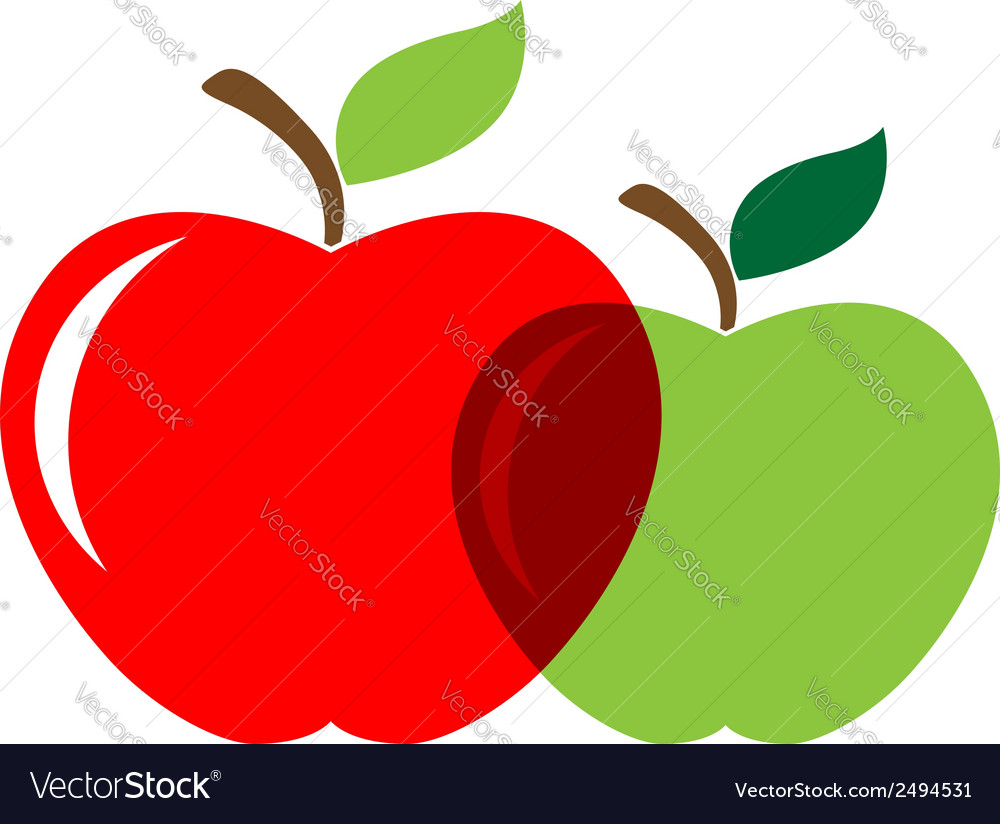 Two appels Royalty Free Vector Image - VectorStock