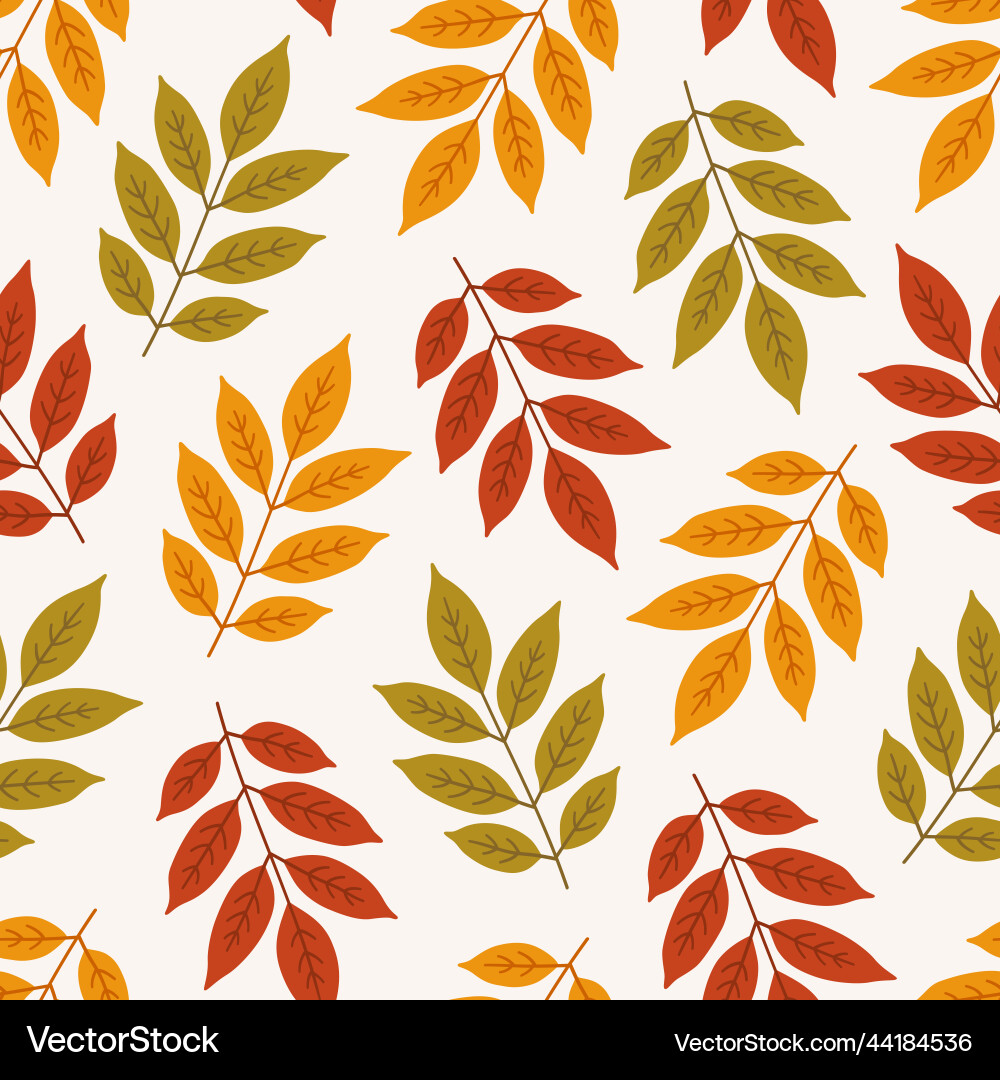 Autumn seamless pattern with colorful ash leaves Vector Image