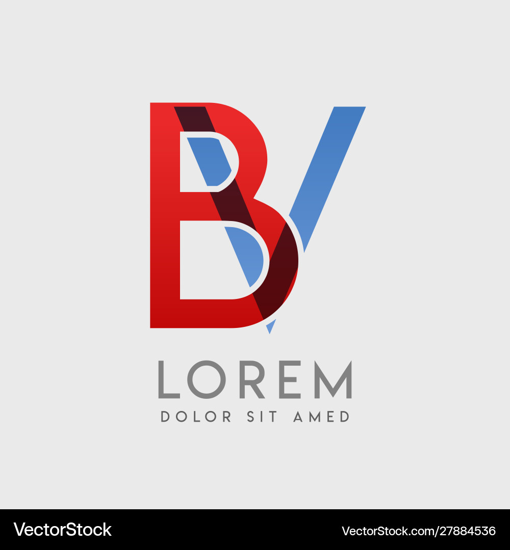 Bv logo letters with blue and red gradation Vector Image