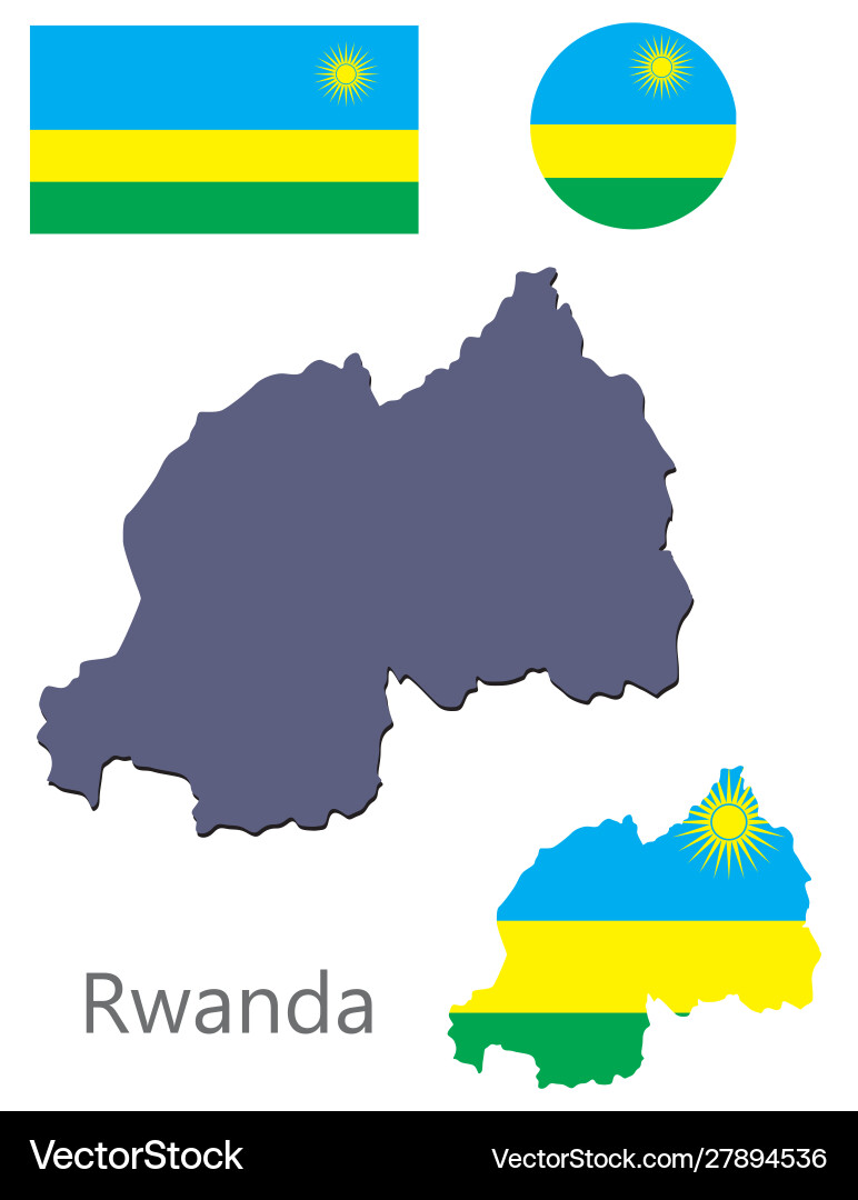 Country rwanda silhouette and flag Royalty Free Vector Image