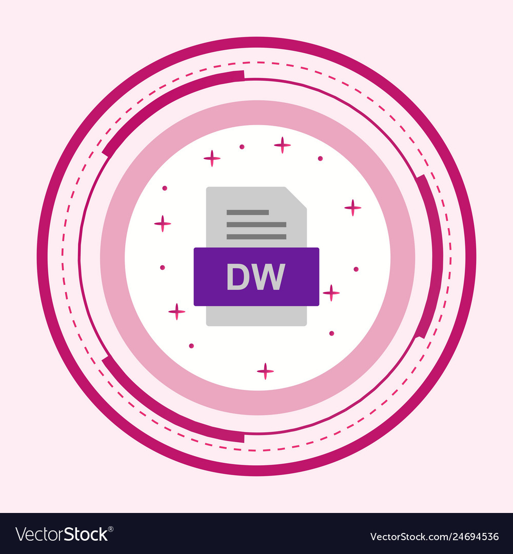 Dw file document icon Royalty Free Vector Image