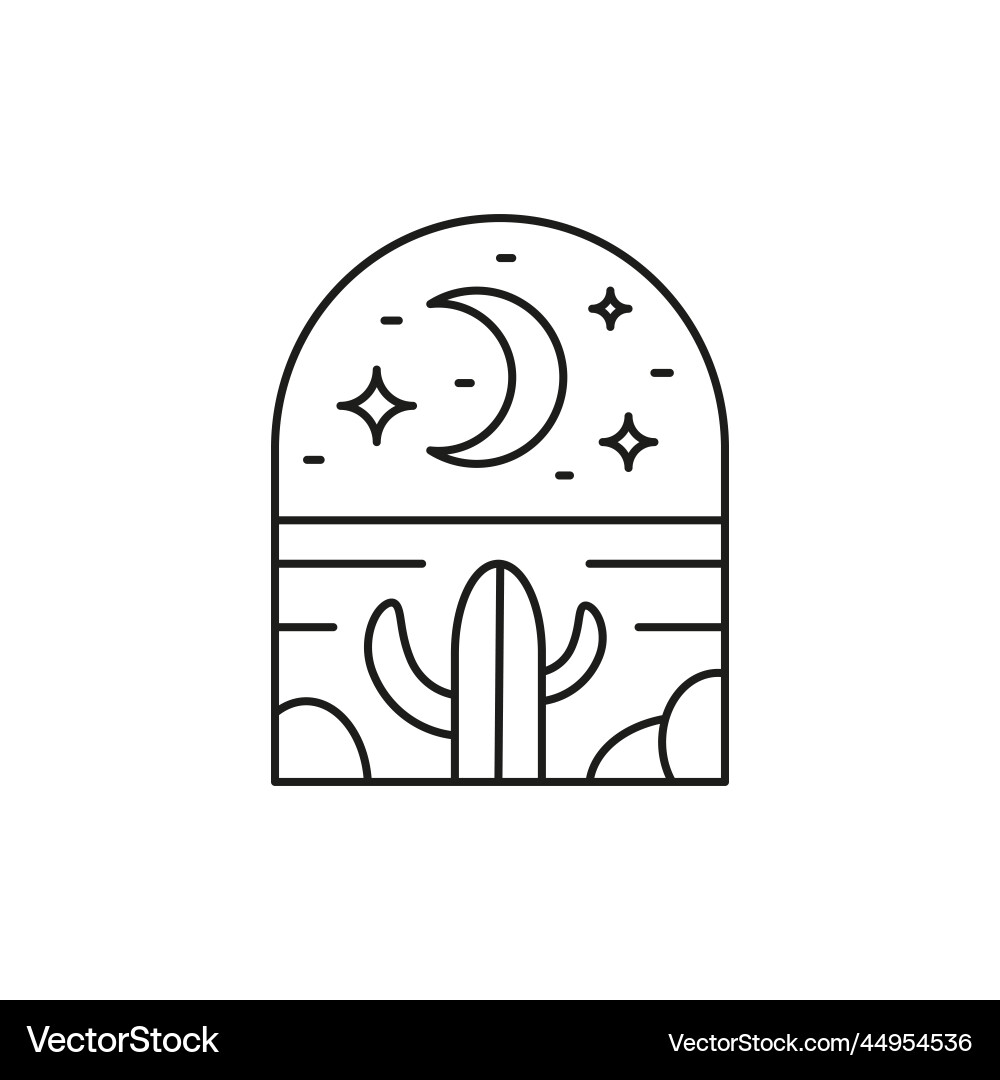 Hand drawn bohemian scene with cactus crescent Vector Image