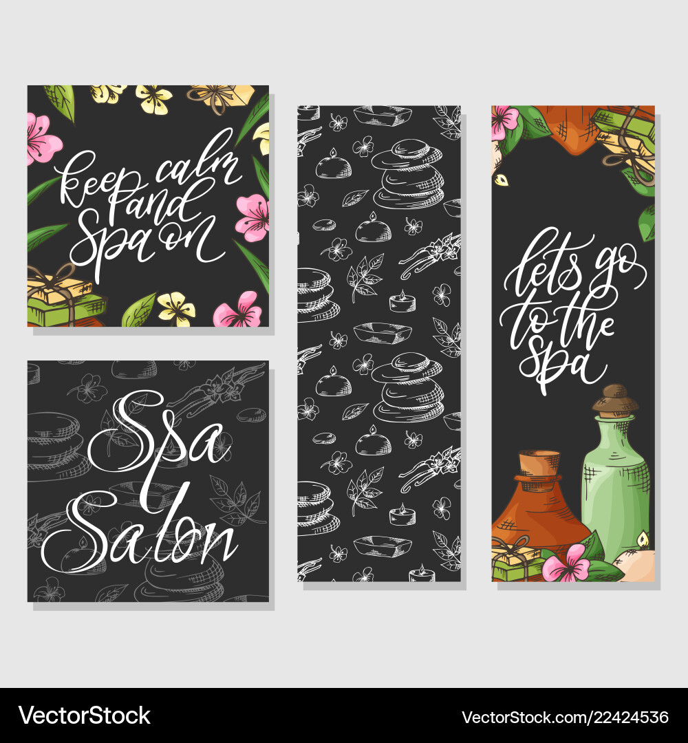 Hand drawn spa banners in sketch style design Vector Image