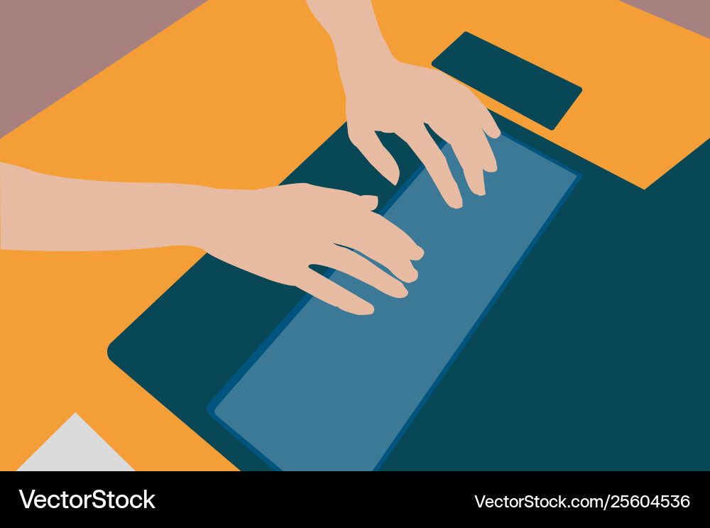 Hands on a laptop keyboard color Royalty Free Vector Image
