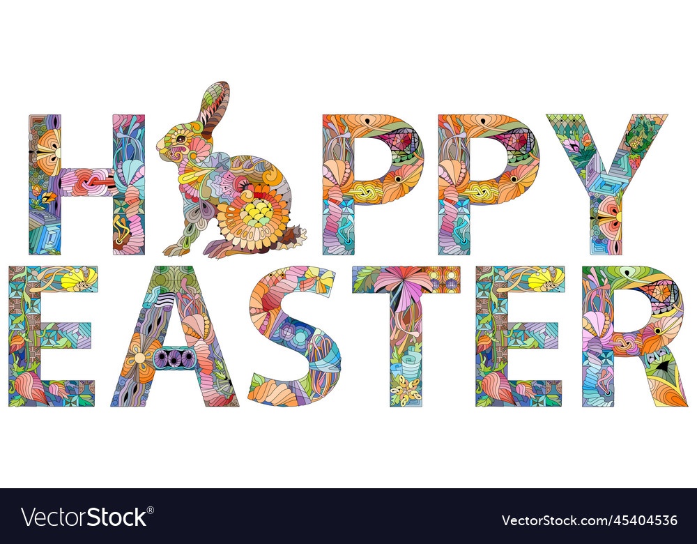 Happy easter colorful word isolated on a white Vector Image