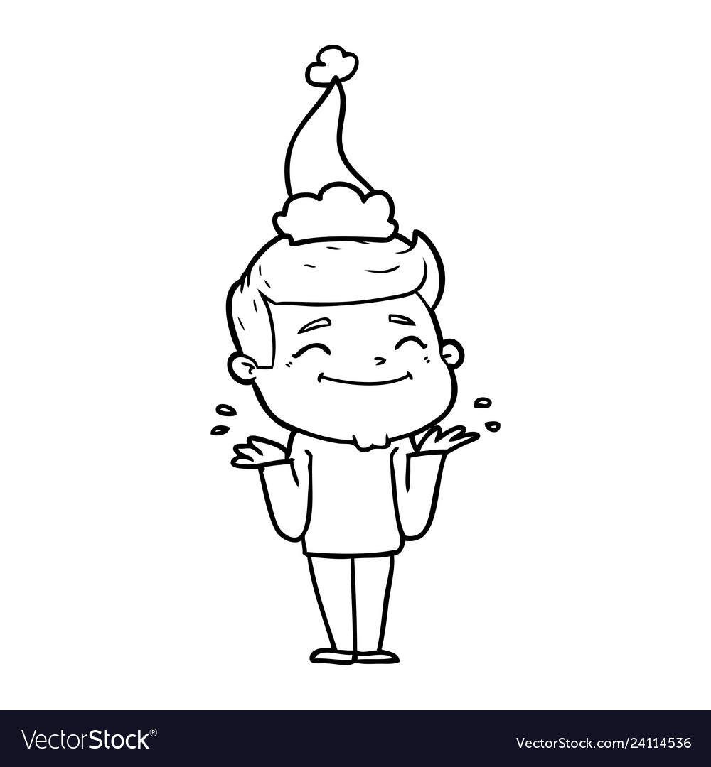 Happy line drawing of a man shrugging wearing Vector Image