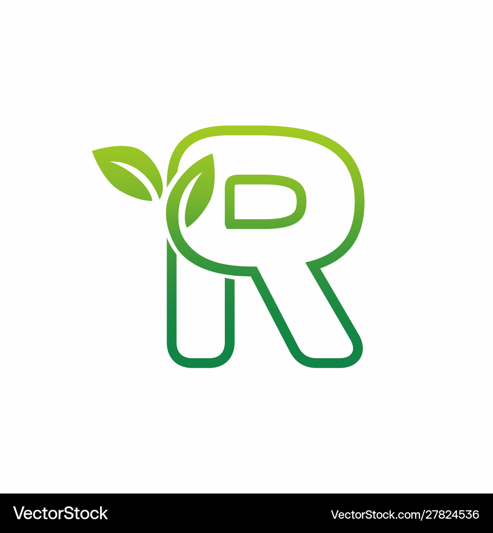 Letter r leaf growing buds shoots logo icon Vector Image