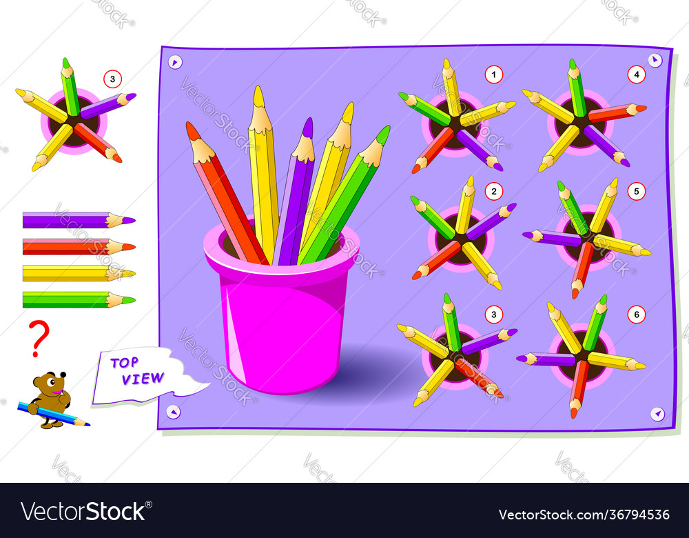 Logic puzzle game for kids need to find correct Vector Image