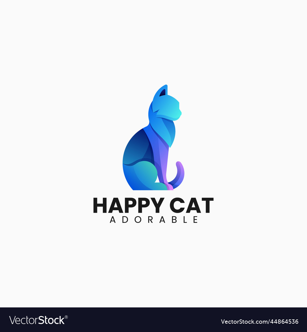 Logo happy cat gradient colorful style Royalty Free Vector