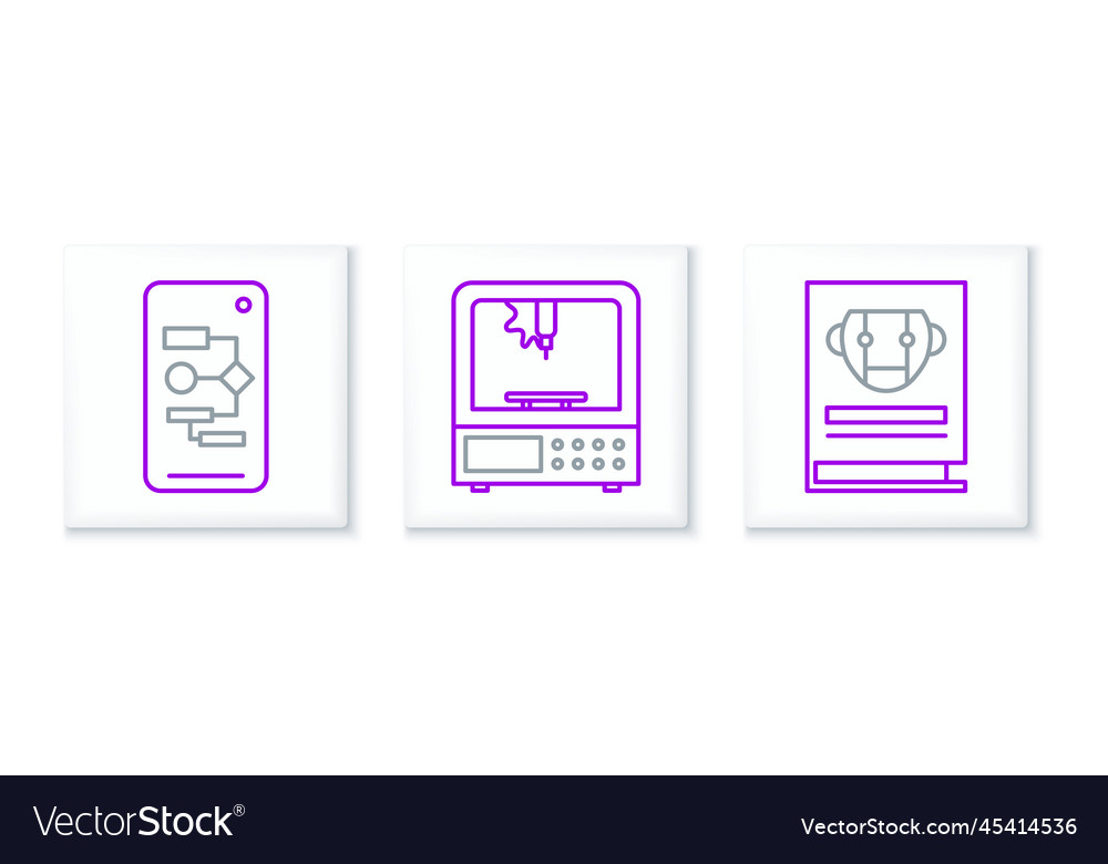 Set line user manual algorithm and 3d printer Vector Image