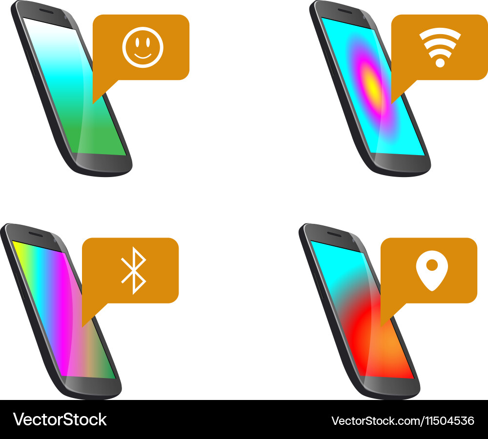 Set of cellphones Royalty Free Vector Image - VectorStock