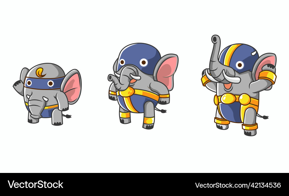 Set of isometric elephant hero character Vector Image