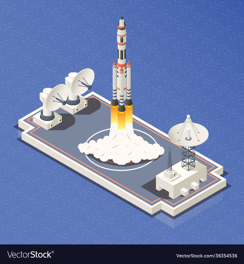 Space rocket isometric composition Royalty Free Vector Image