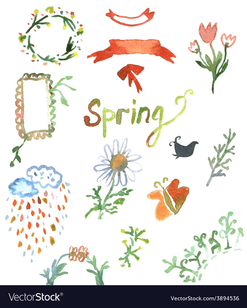 Spring watercolor design Royalty Free Vector Image