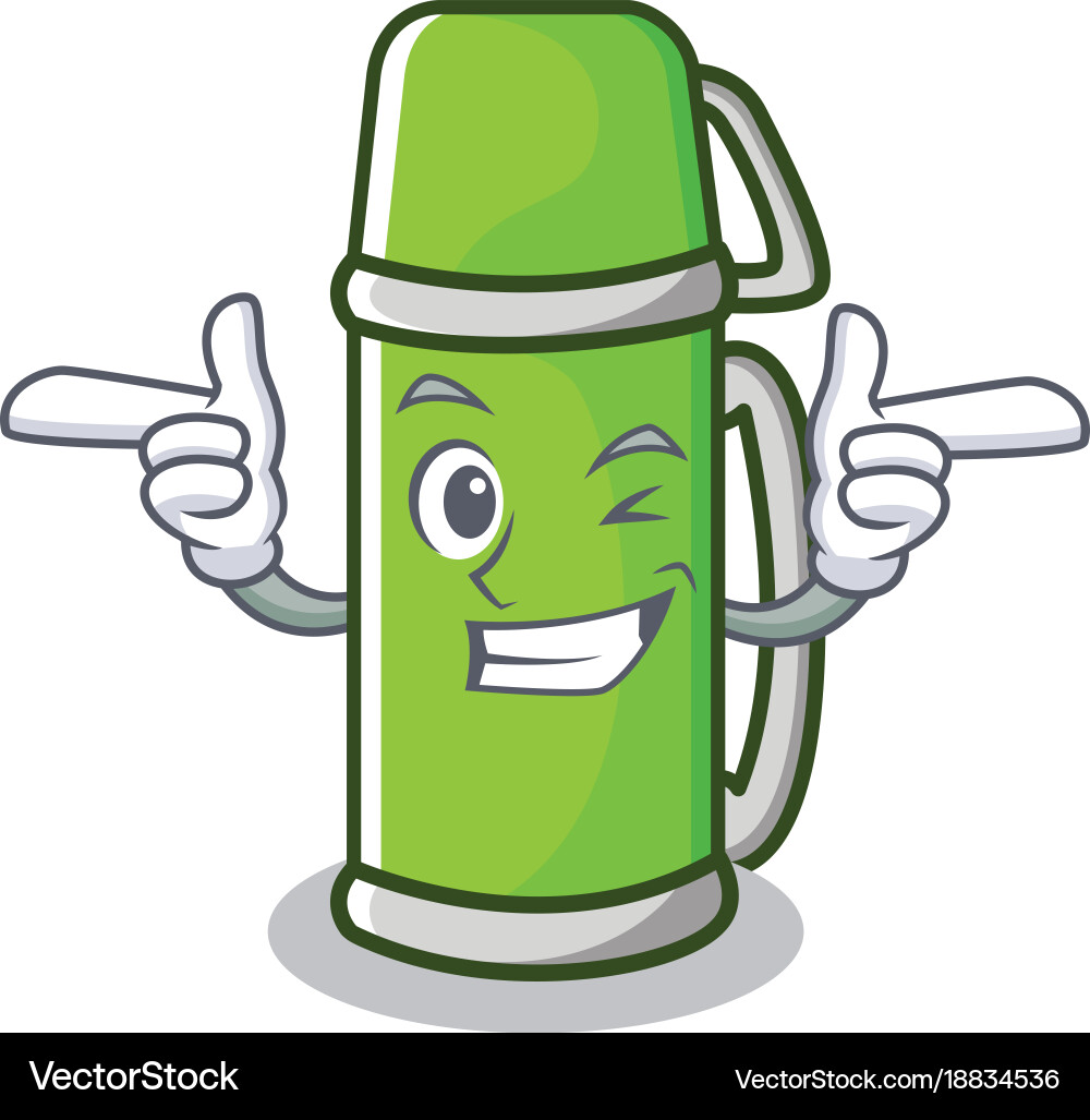 Wink thermos character cartoon style Royalty Free Vector
