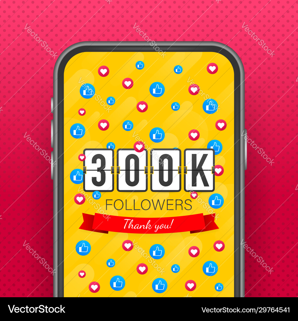 300k followers card banner template Royalty Free Vector