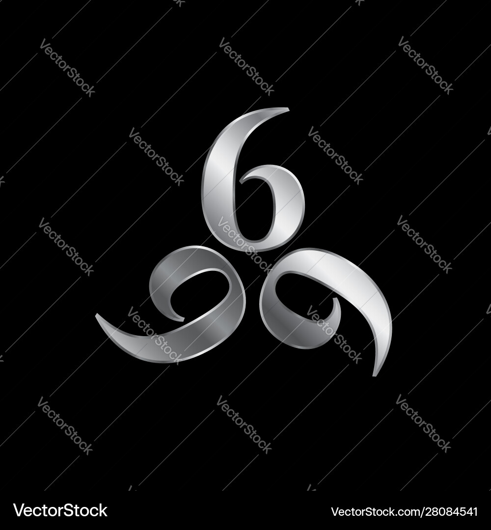 666- number beast or angel symbol or Royalty Free Vector