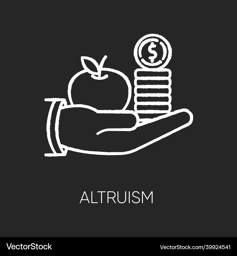 Altruism chalk white icon on black background Vector Image