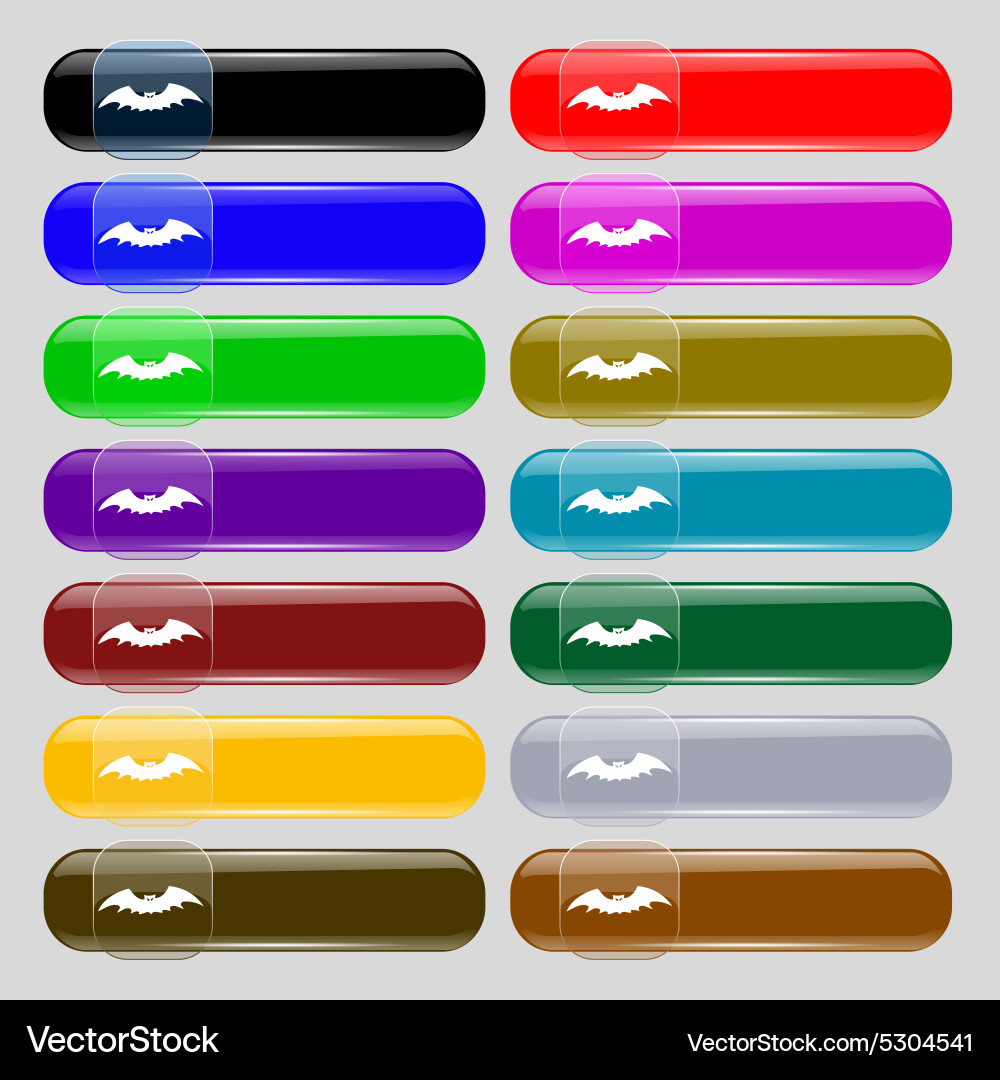 Bat icon sign set from fourteen multi-colored Vector Image