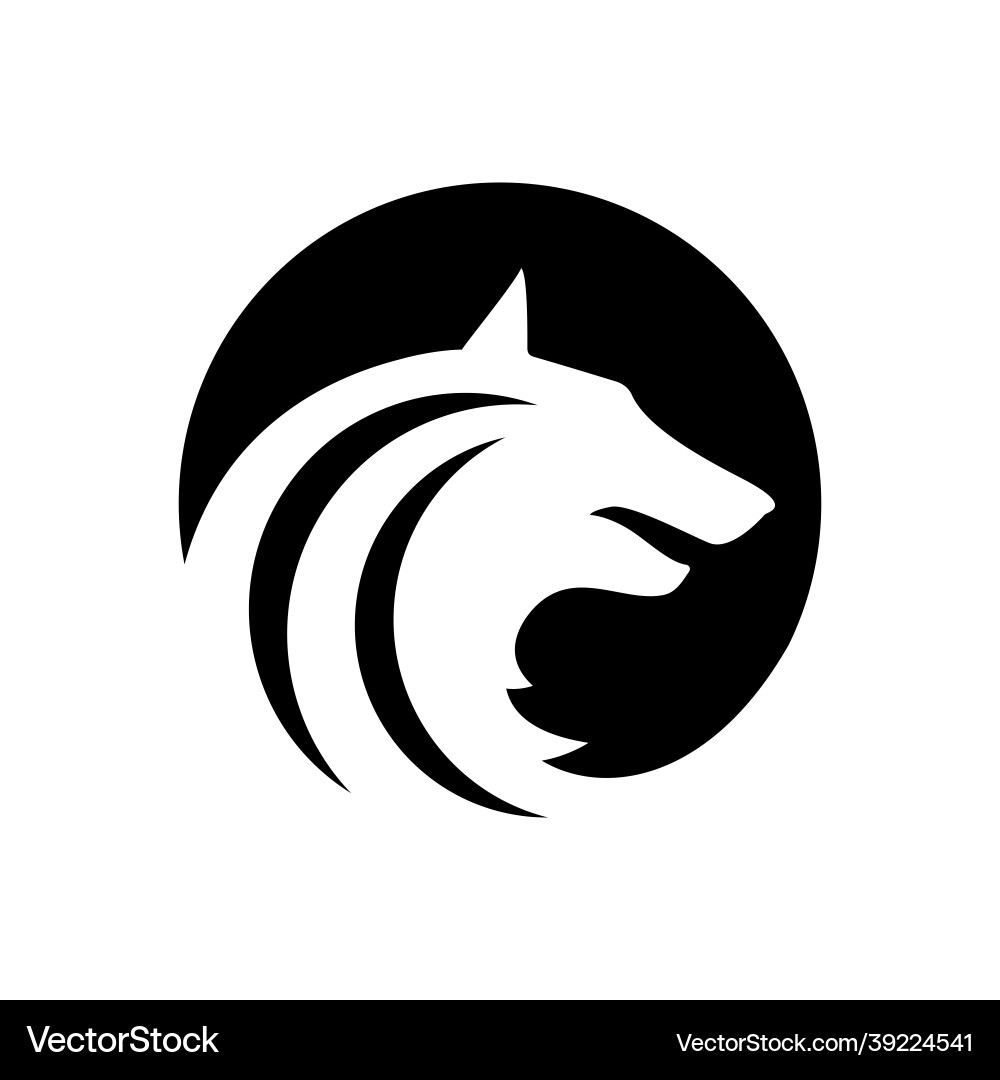 Beast wolf head logo design on the circle sign Vector Image