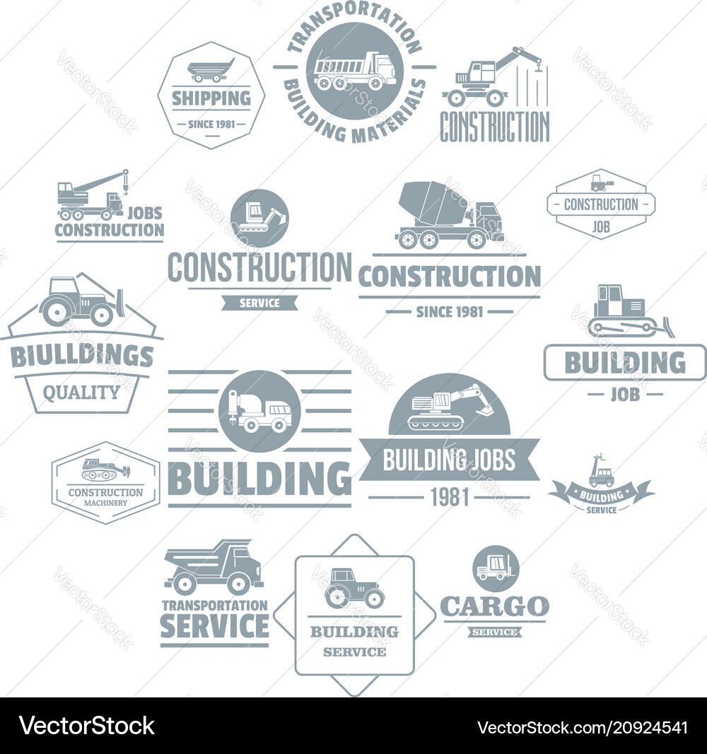Building vehicles logo icons set simple style Vector Image