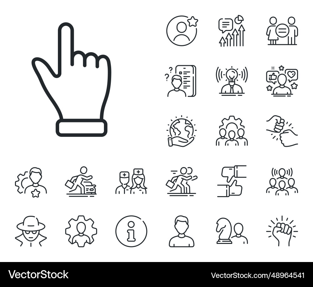 Click hand line icon one finger palm sign Vector Image