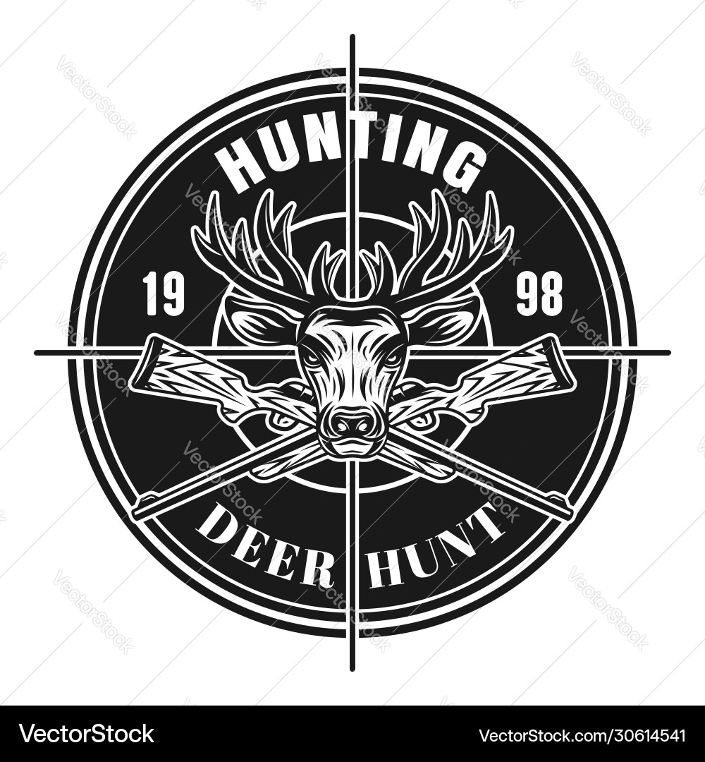 Deer hunting isolated round vintage emblem Vector Image