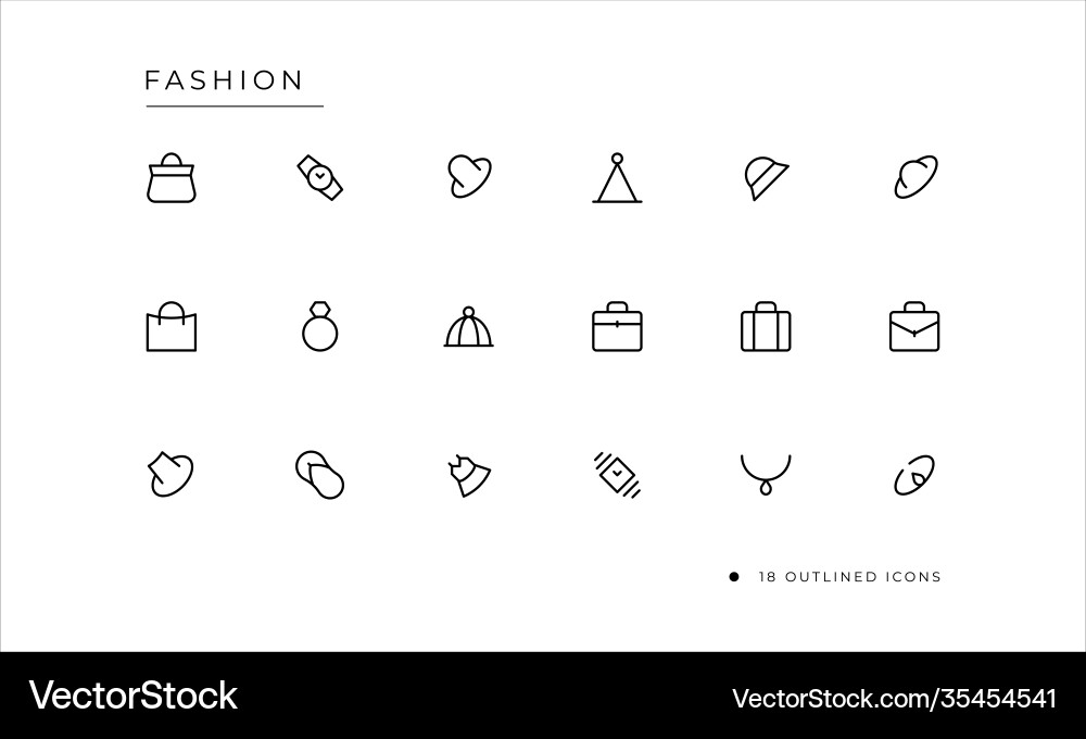 Fashion icon set with outlined style Royalty Free Vector