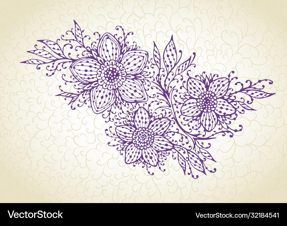 Hand drawn ornate flowers Royalty Free Vector Image