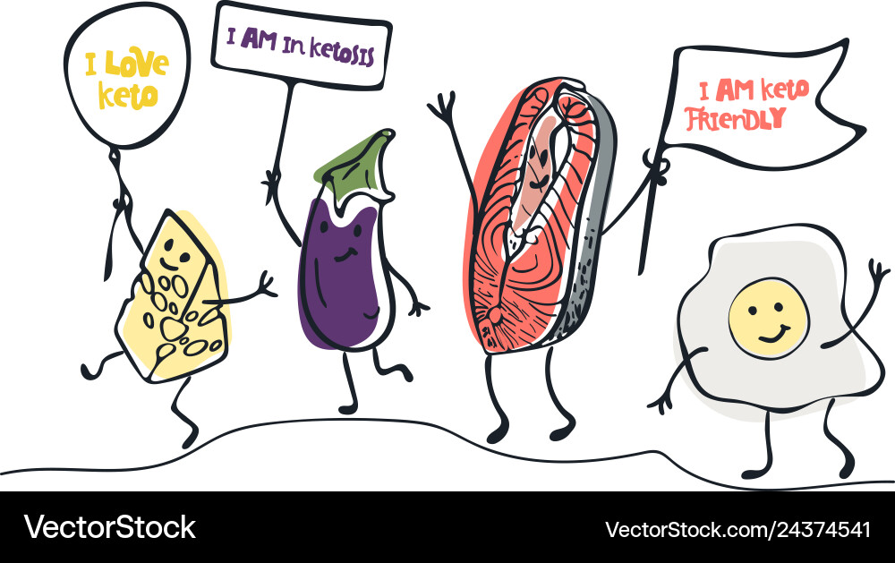 Keto diet hand drawn cartoon cute Royalty Free Vector Image