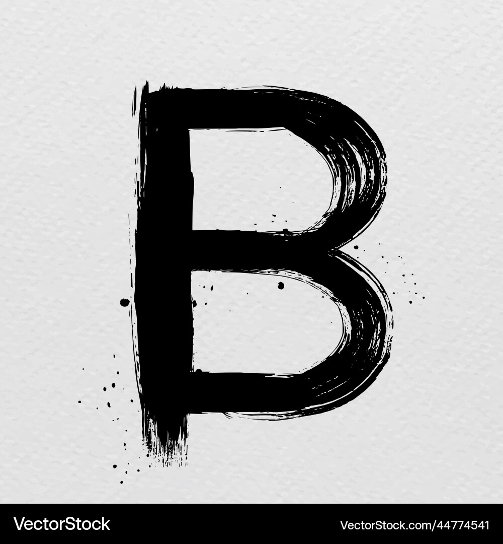 Letter b brush stroke hand drawn font style Vector Image