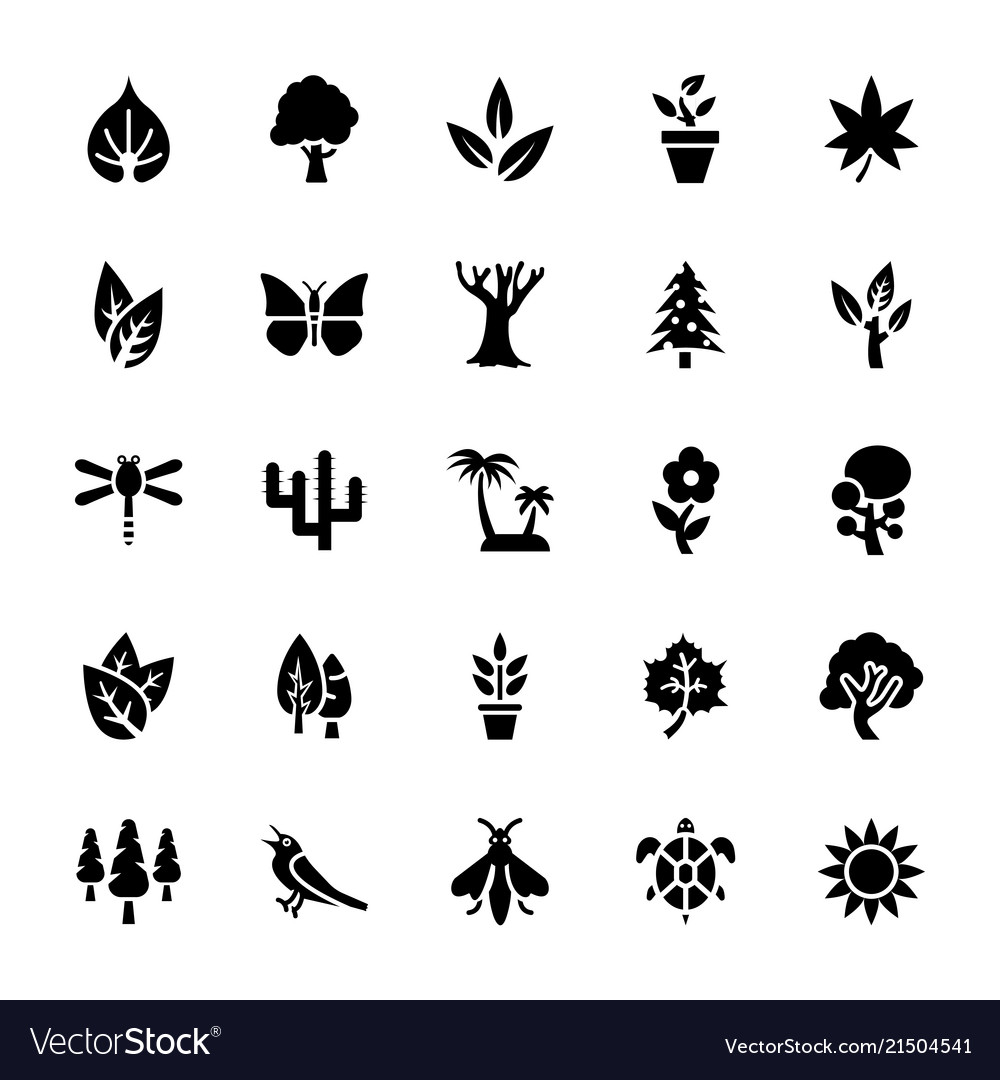 Nature glyph icons pack Royalty Free Vector Image Nature glyph icons pack Royalty Free Vector Image