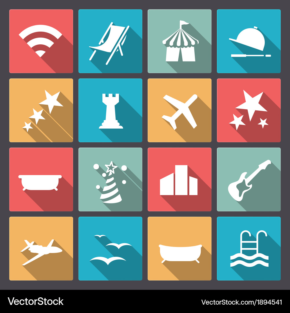 Rest and entertainment icons in flat design Vector Image