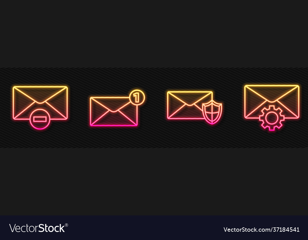 Set line envelope with shield delete envelope Vector Image Set line envelope with shield delete envelope Vector Image