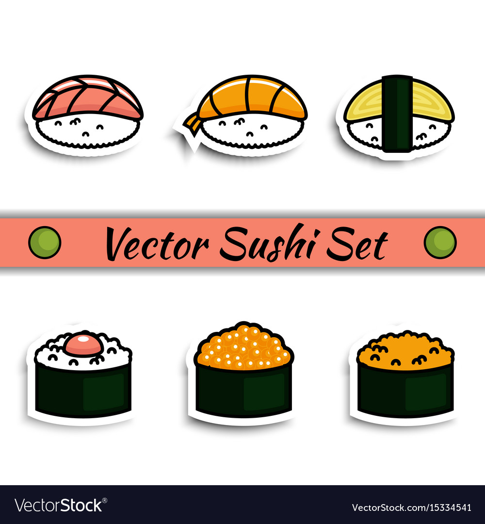 Sushi set isolated Royalty Free Vector Image - VectorStock