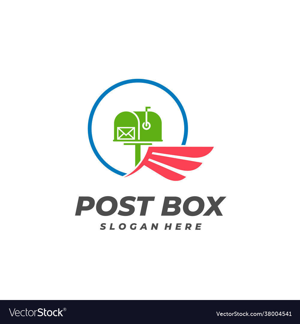 Wing post box logo template creative Royalty Free Vector