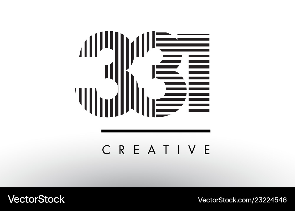 331 black and white lines number logo design Vector Image