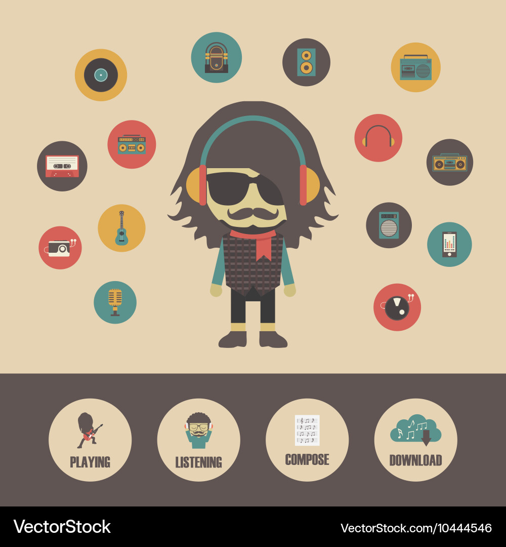 388listening music infographicVS Royalty Free Vector Image