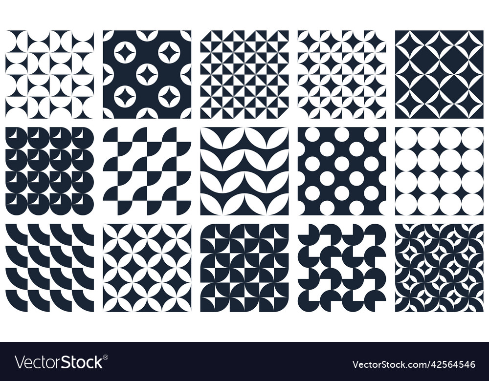 Abstract geometric seamless patterns set black Vector Image