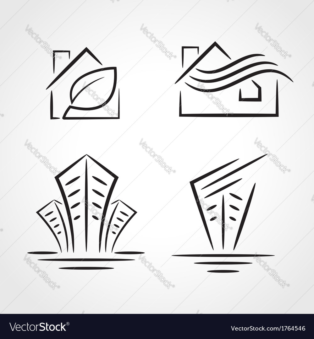 Building development symbol emblem set Royalty Free Vector