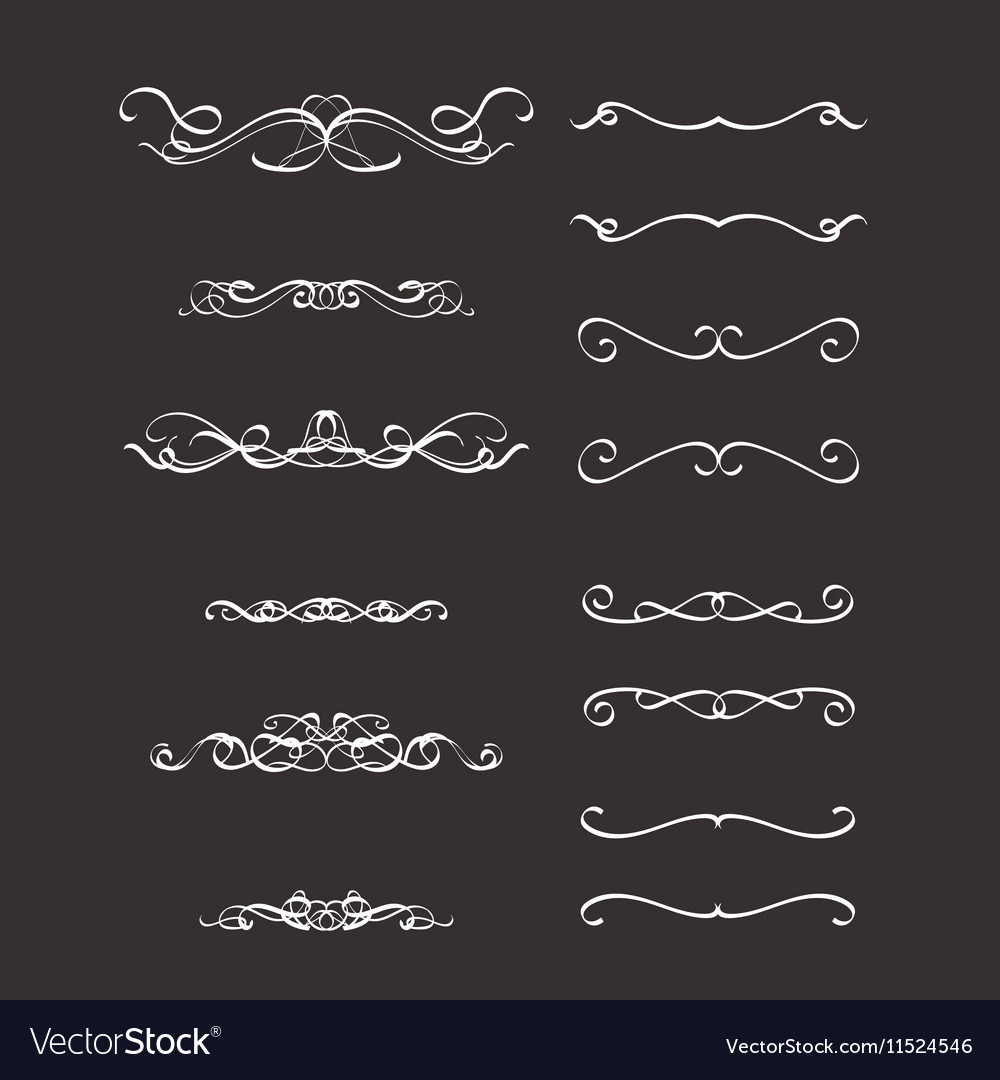 Calligraphic borders frames set element Royalty Free Vector