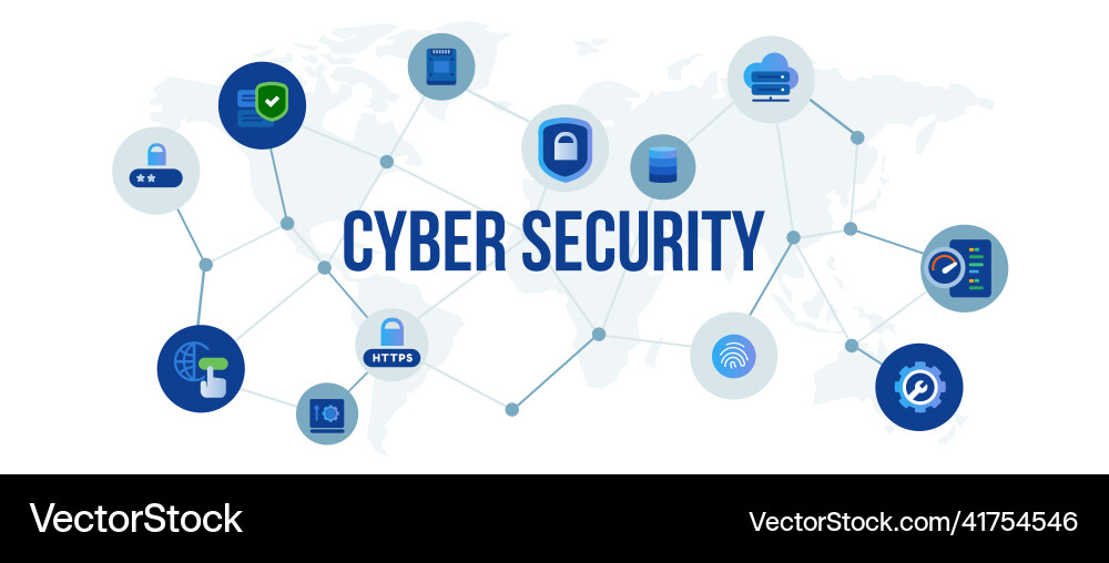 Cyber security icon connected symbol of digital Vector Image